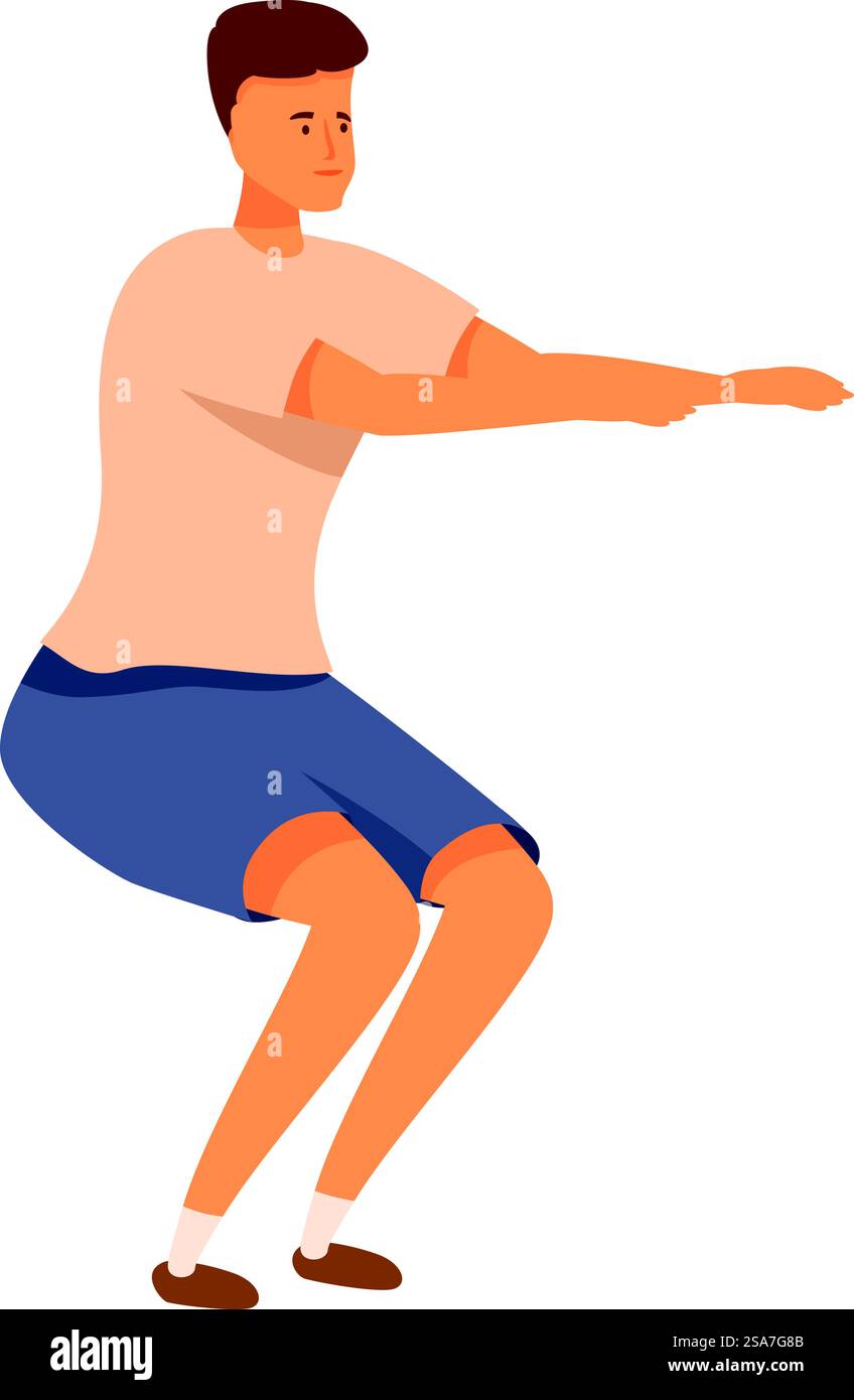 Young athletic man wearing sportswear is doing squats, fitness training ...