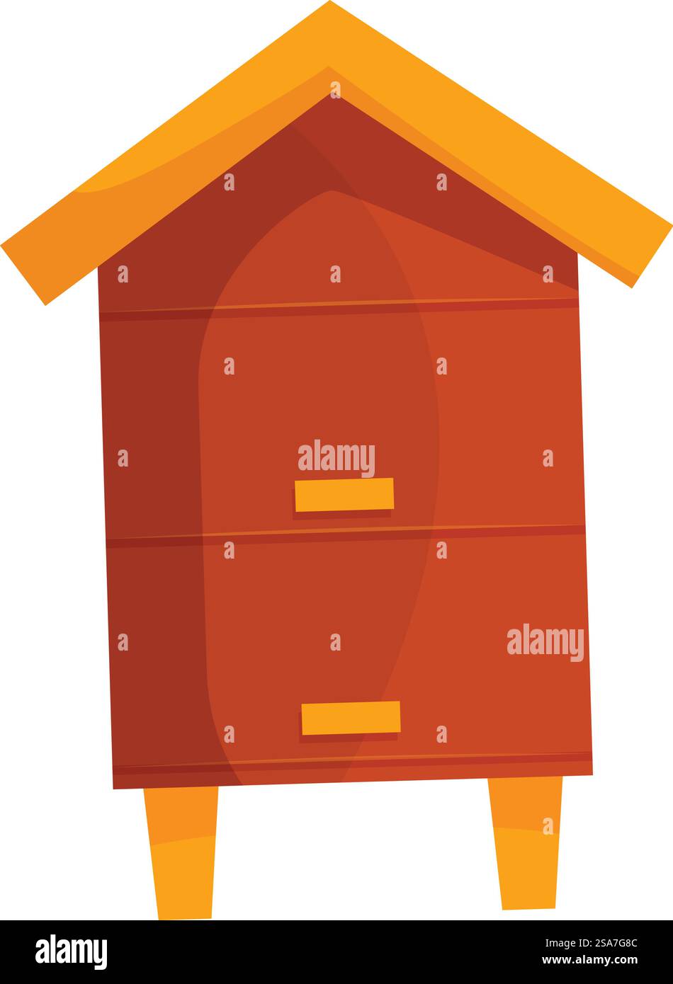 Colorful wooden beehive standing on four legs with yellow roof, element ...