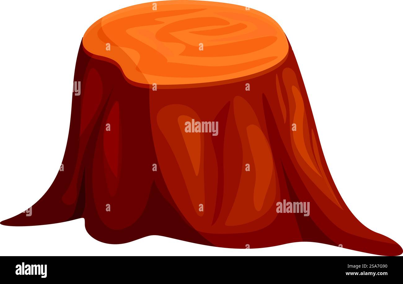 Cartoon illustration of a tree stump with wood rings showing its age ...