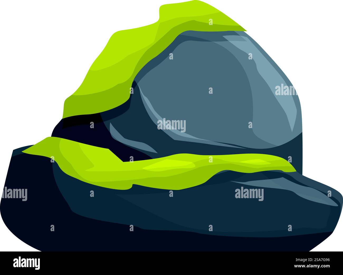 Large grey rock formation with bright green moss growing on it. Mossy ...