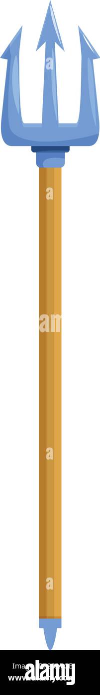 Cartoon trident standing upright isolated on a white background ...