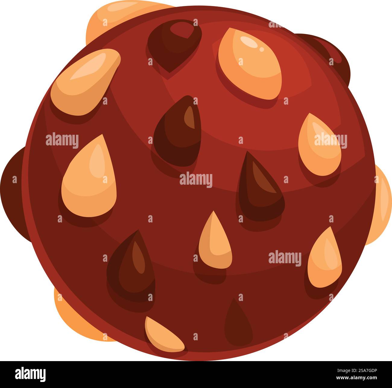 Chocolate ball covered with hazelnut and chocolate drops rotating on ...