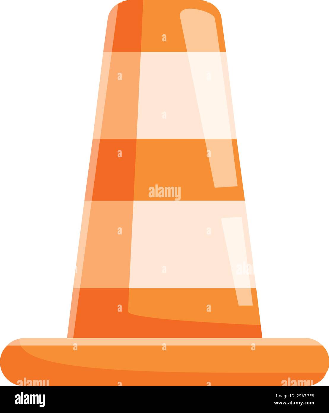 Bright orange traffic cone standing upright, indicating a potential ...