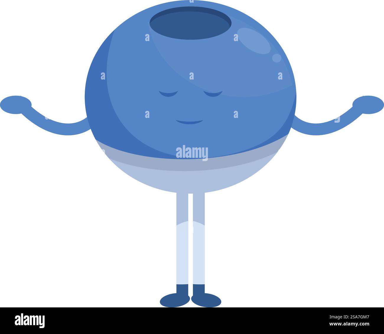 Cartoon character meditating and practicing yoga, finding inner peace ...