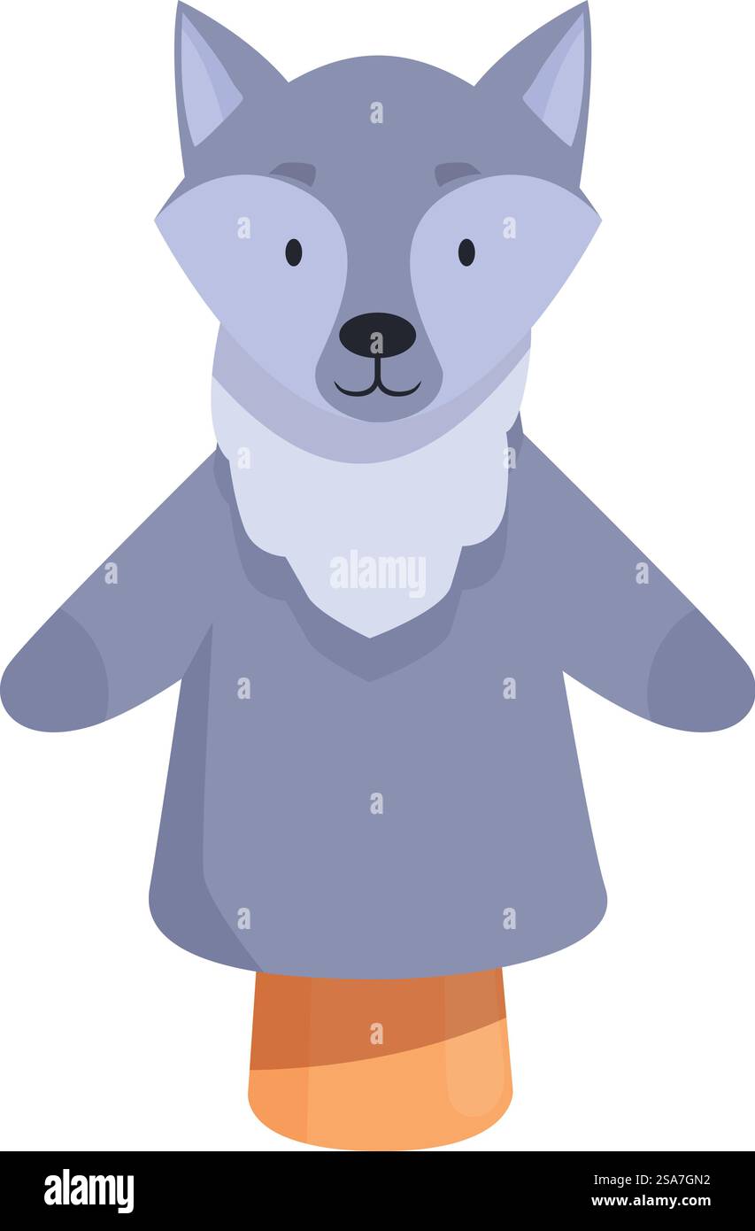 Grey wolf puppet with big head and white snout wearing no clothes ...