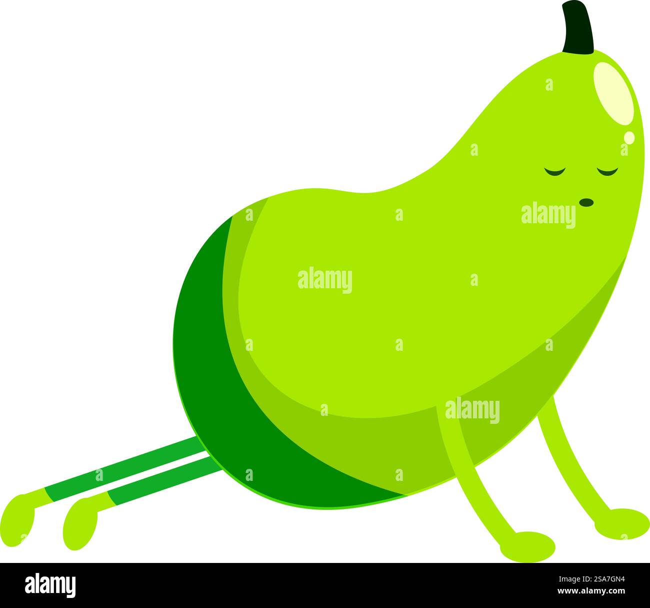Cartoon pear with arms and legs is doing push ups hi-res stock ...