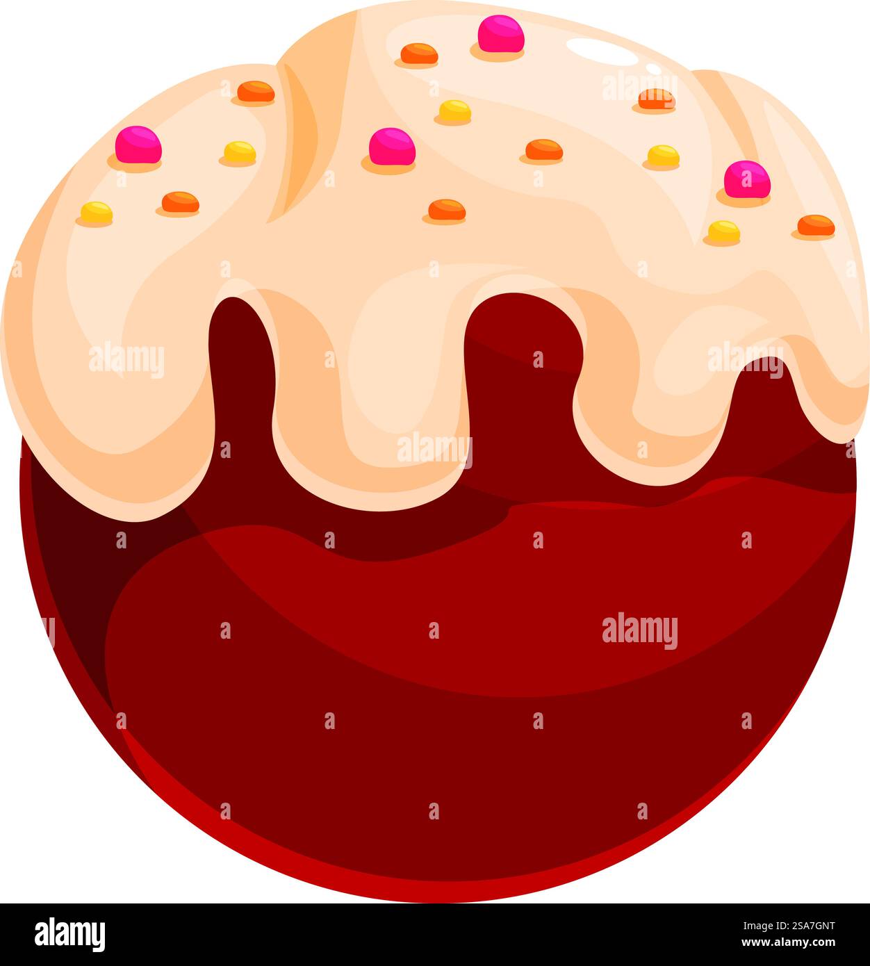 Round cake with white icing dripping and colorful sprinkles on top ...