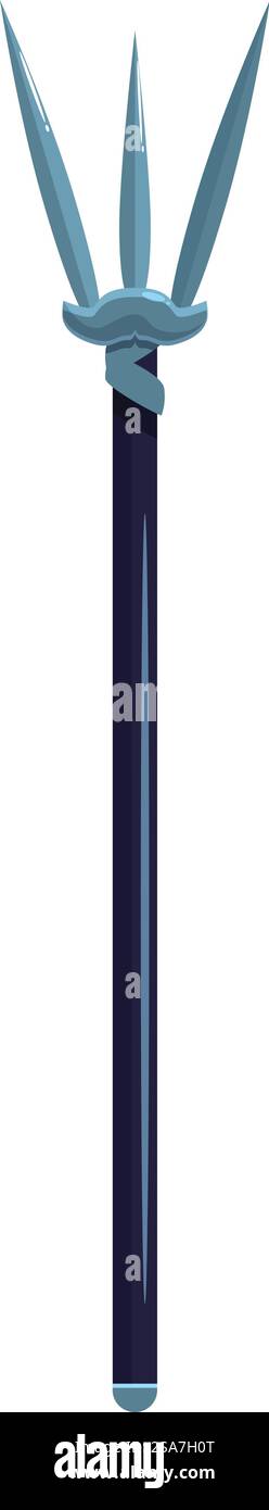 Long medieval military weapon trident with three sharp blades is ...