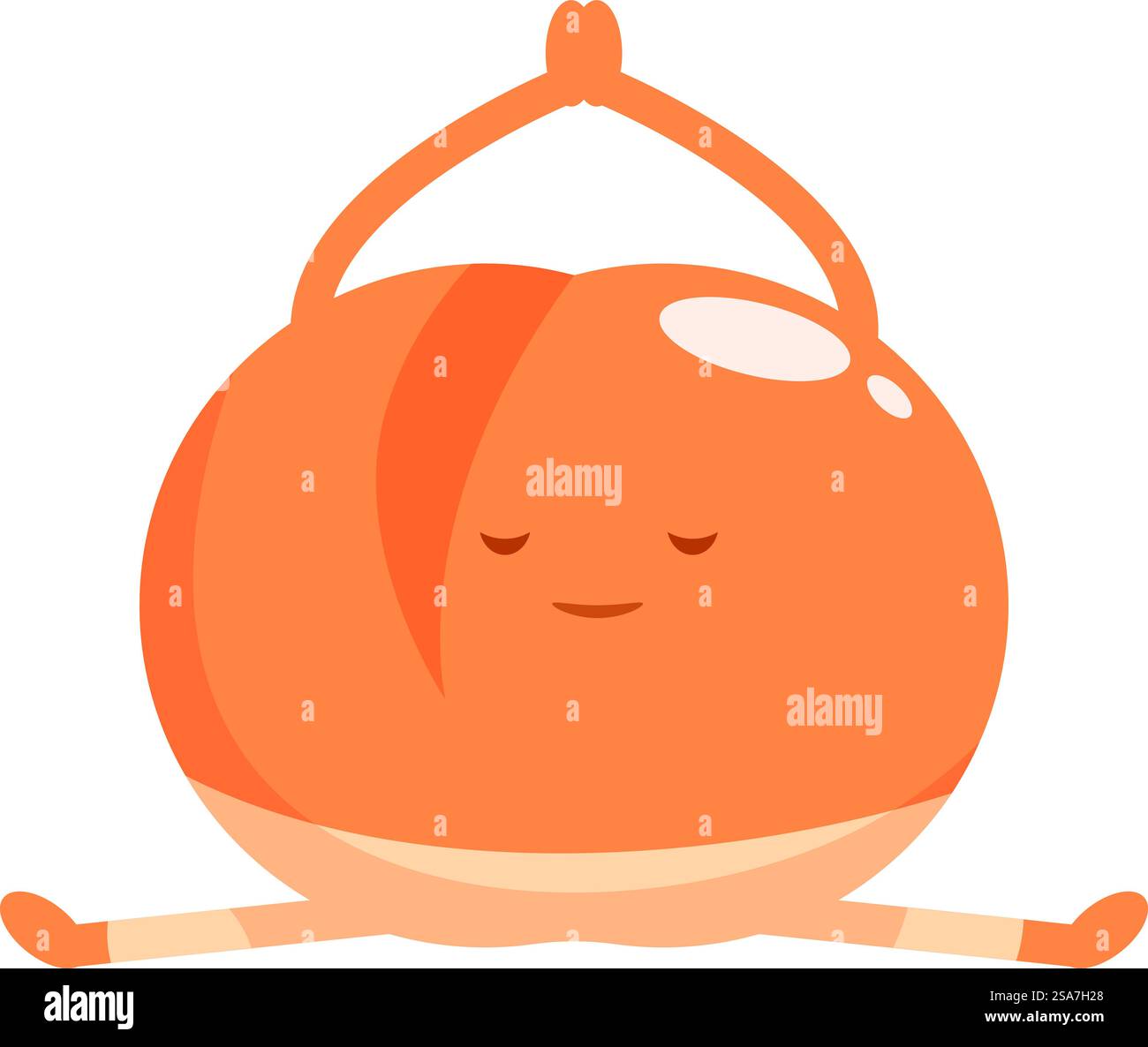Cute orange fruit character doing yoga stretching legs healthy ...