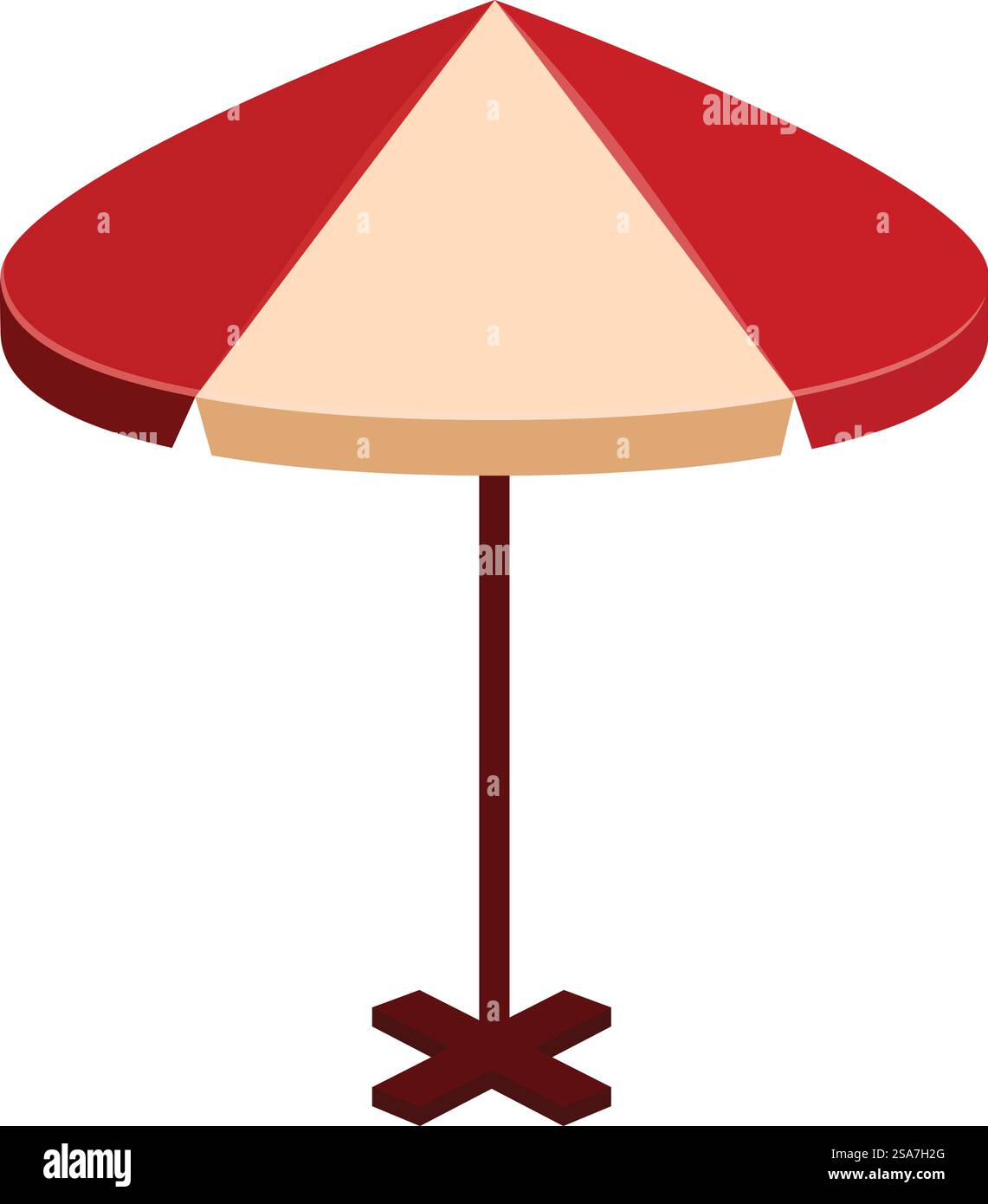Red and beige beach umbrella protecting from sun hi-res stock ...