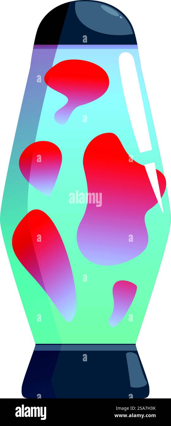 Red wax floating in a classic style lava lamp with a blue liquid ...