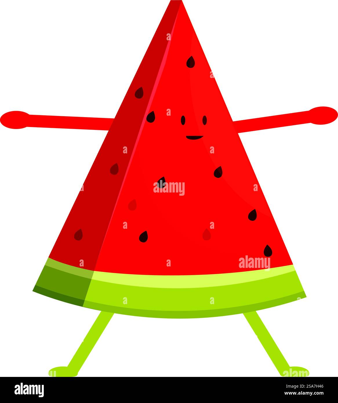 Happy cartoon watermelon slice character standing with open arms. Happy ...