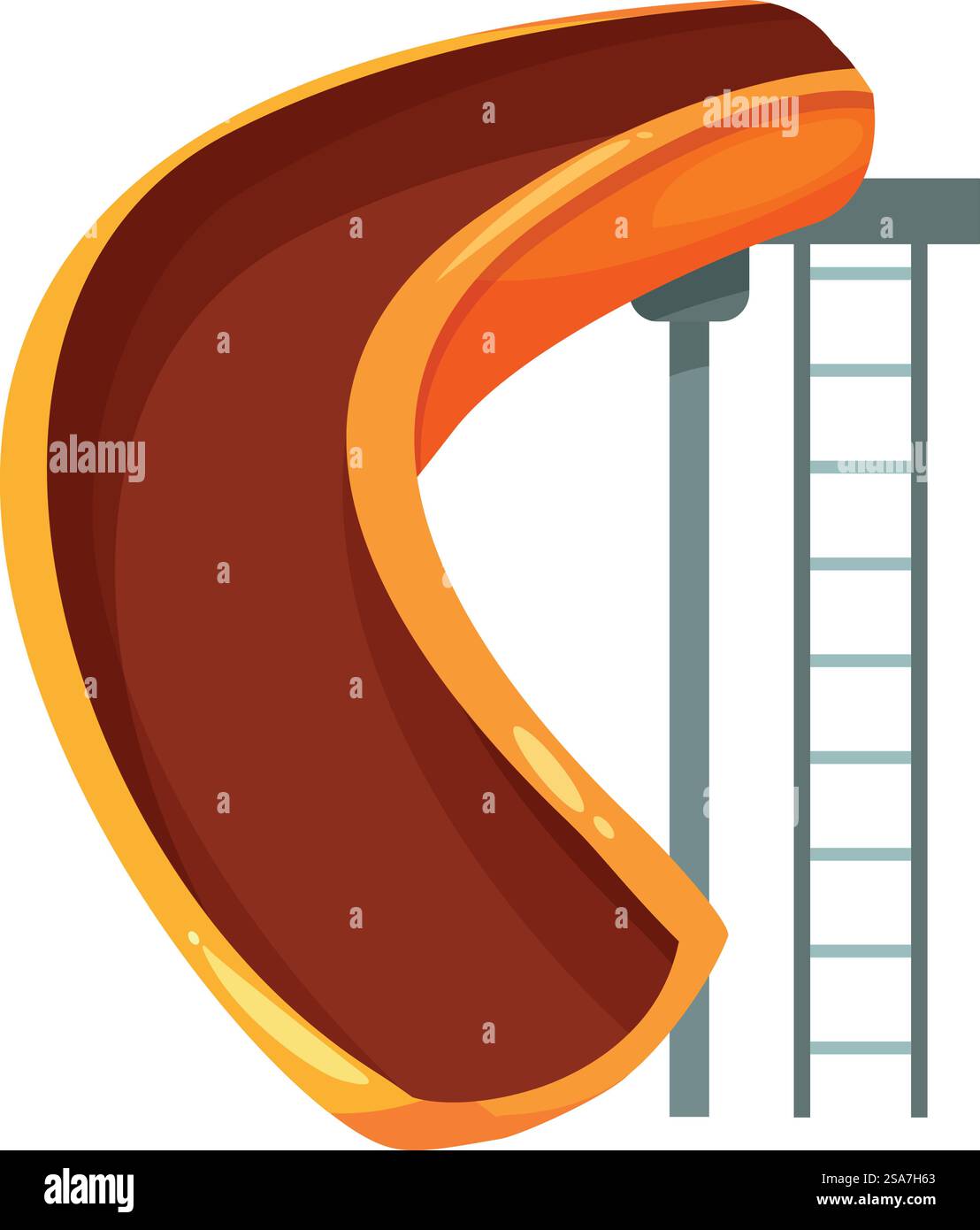 Cartoon style illustration of a water slide standing on white ...