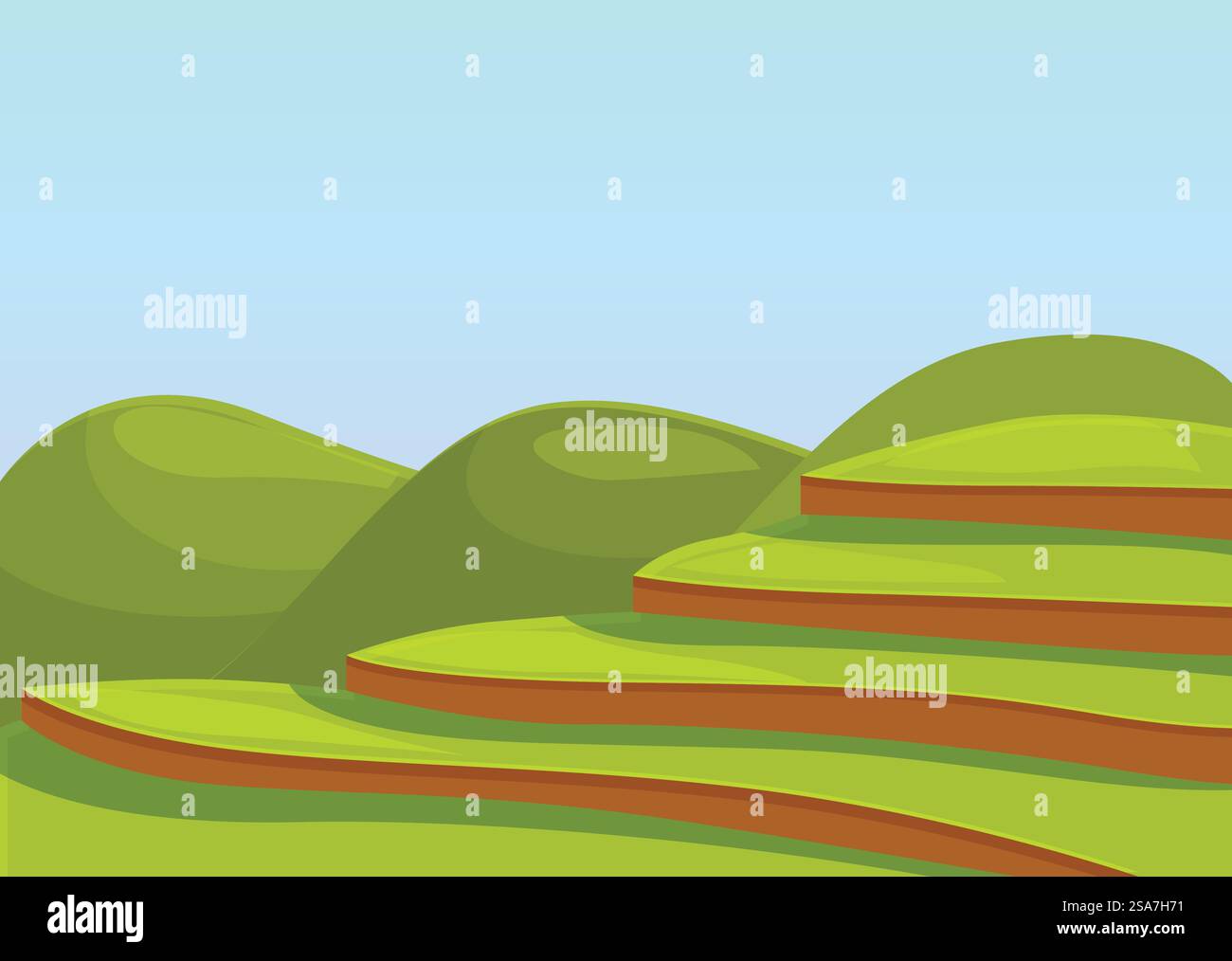 Cartoon agricultural landscape showing cultivated farm fields forming ...