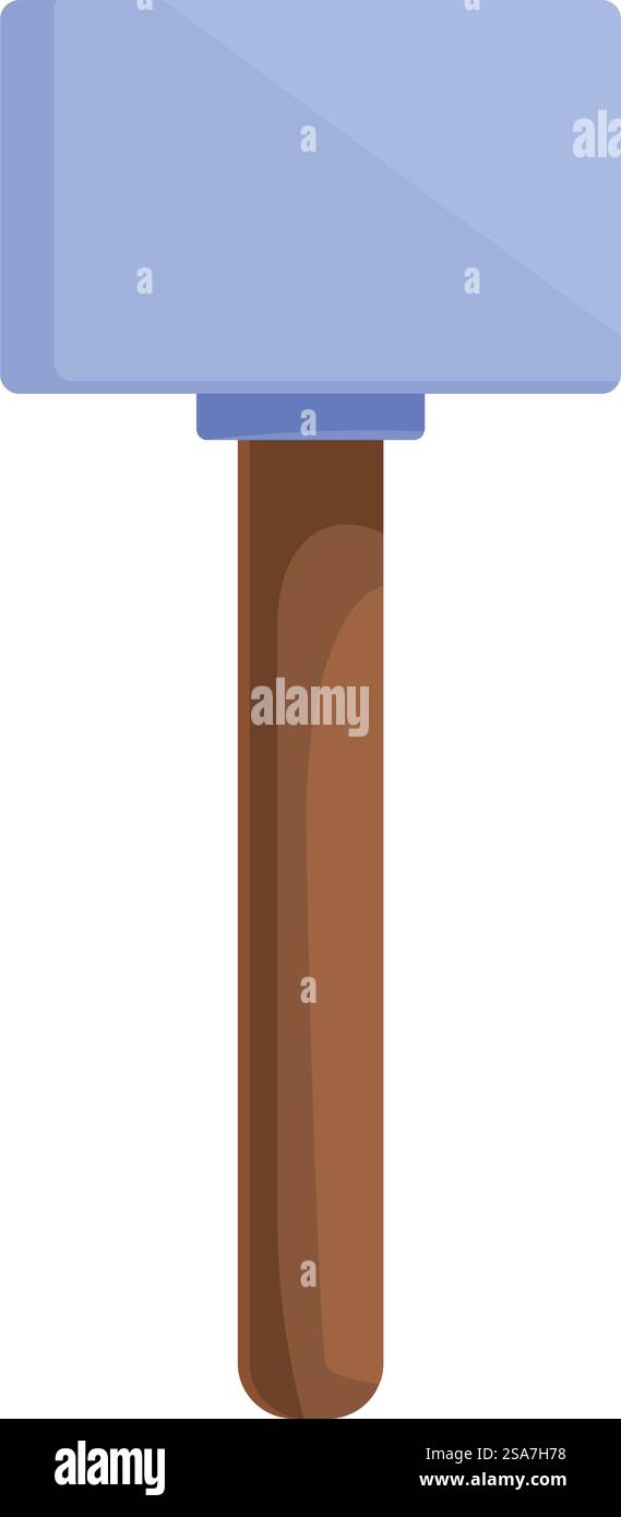 Cartoon rubber mallet is standing with its wooden handle. Cartoon ...