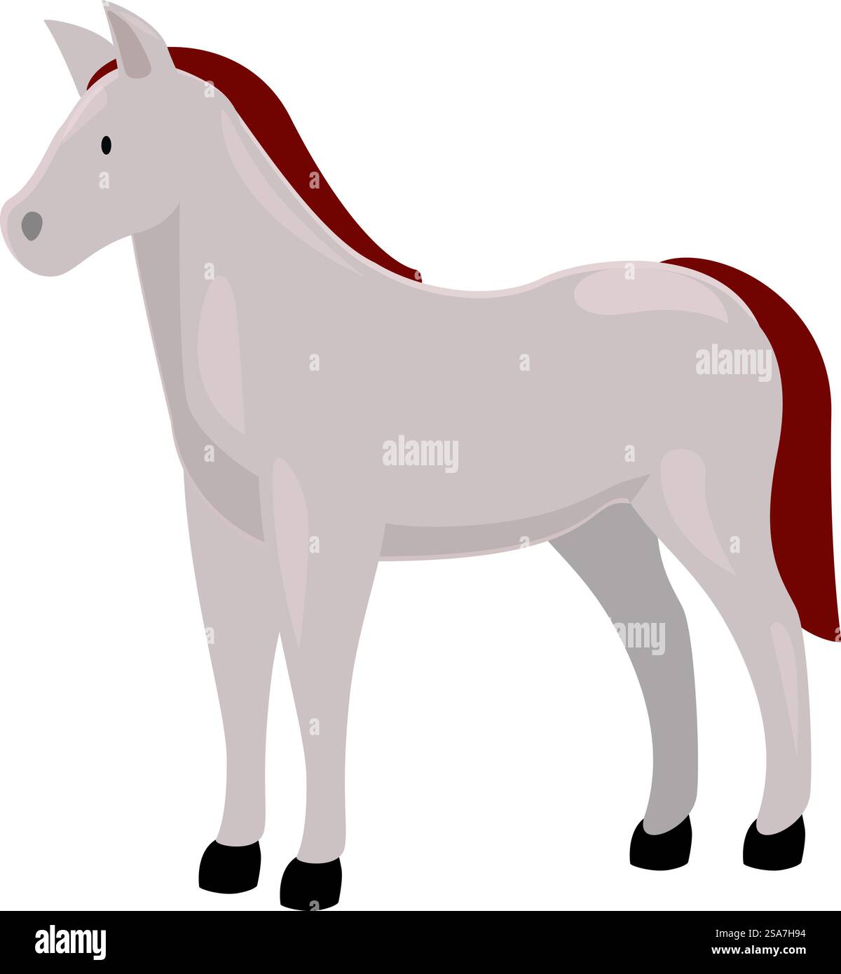 Grey horse standing on white background illustration. Grey horse with ...