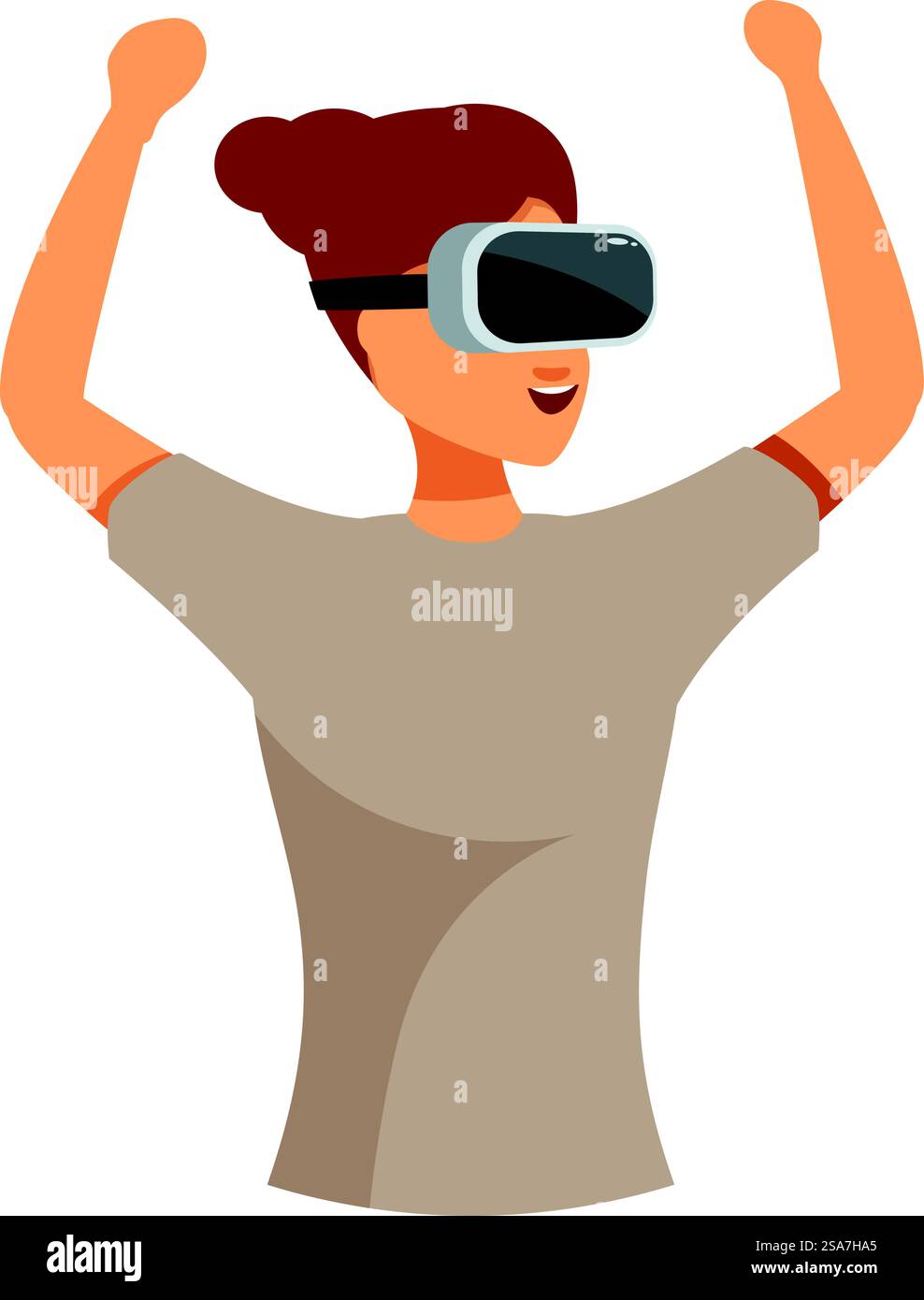 Young woman is filled with joy as she explores a virtual world through ...