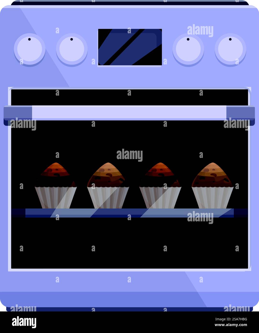 Modern electric oven with a glass door is baking a batch of chocolate ...