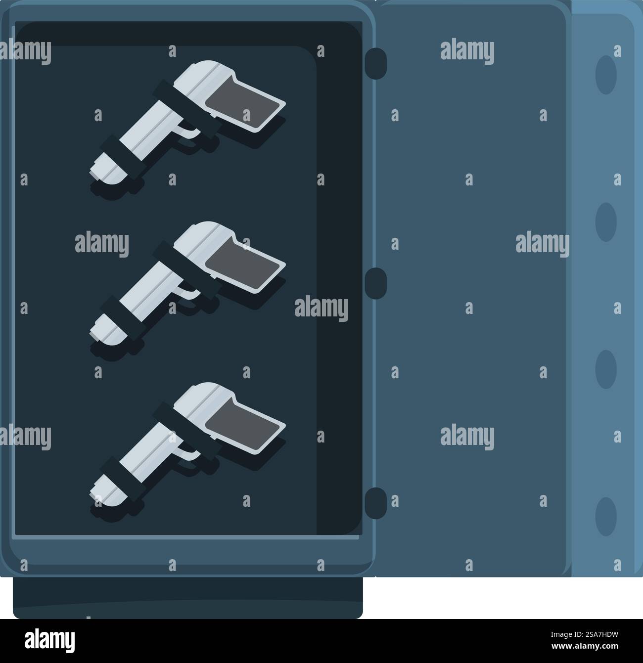 Open safe with pistols fixed inside illustrating secure gun storage ...
