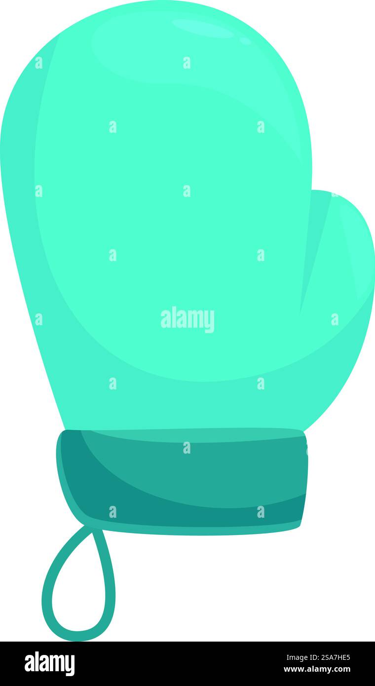 Cartoon drawing of a blue winter mitten hanging on a string with a knot ...