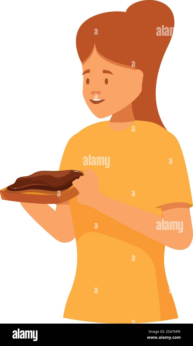 Woman holding bread slice Stock Vector Images - Alamy