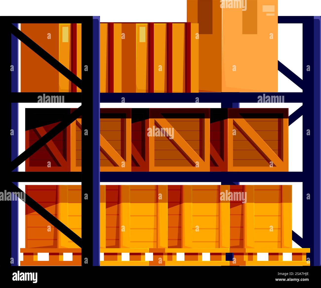 Metal shelving units holding various sized packages and boxes ready for ...
