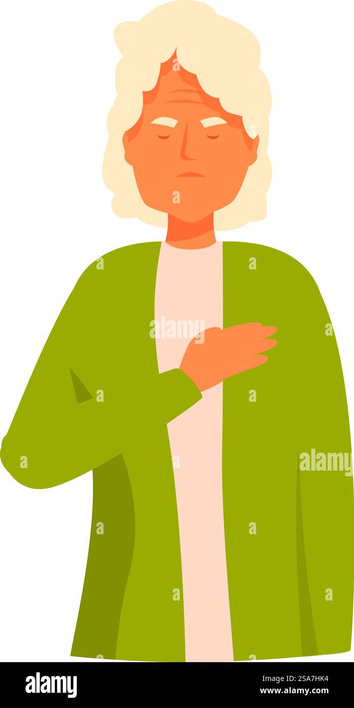 Mature woman hand on chest Stock Vector Images - Alamy