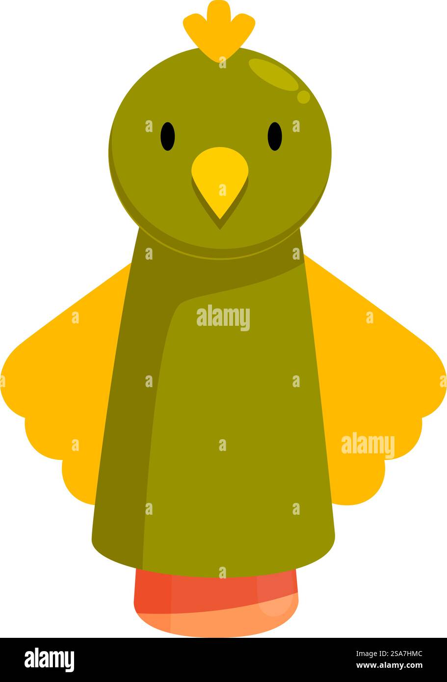 Charming little chick puppet standing with open wings, ready to ...
