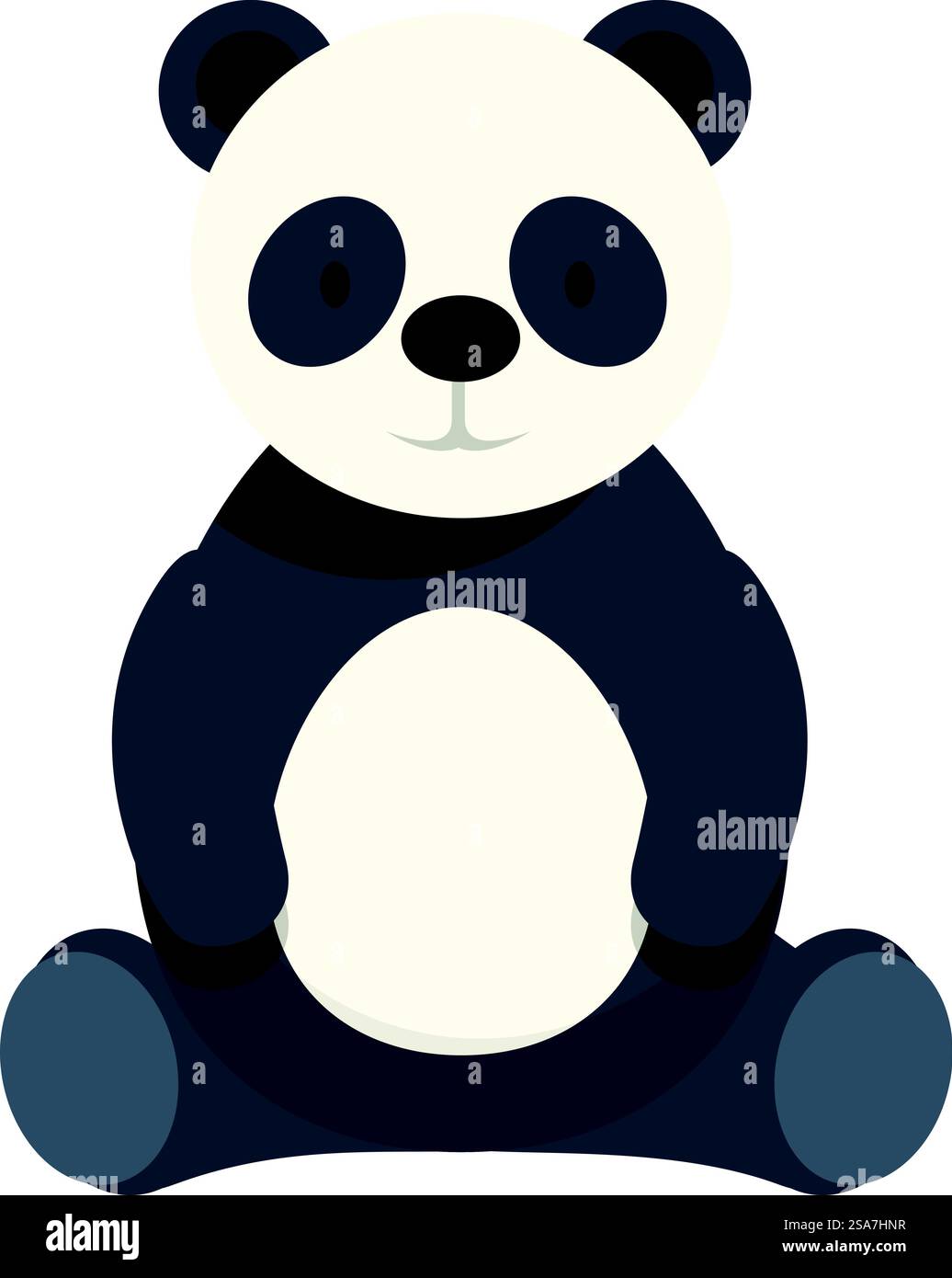 Cute cartoon panda bear is sitting down with a happy expression ...