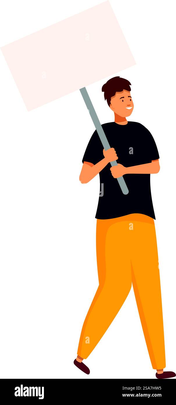 Young man walking placard Stock Vector Images - Alamy