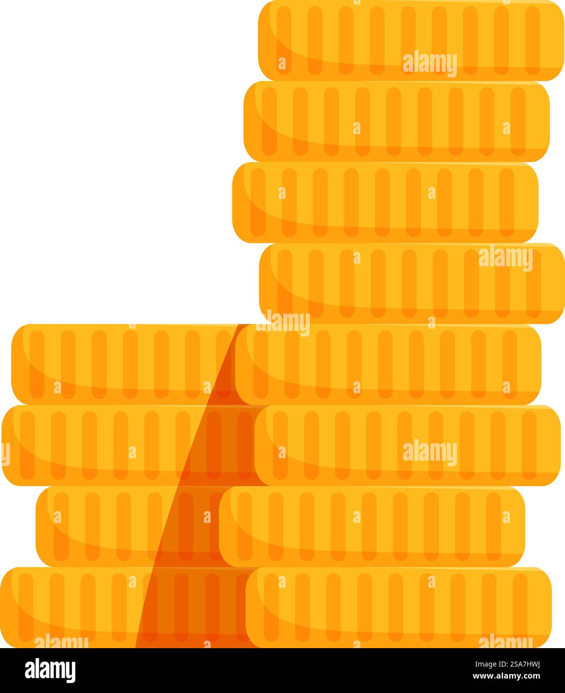 Stack of gold coins is increasing in height, representing the concept of investment growth. Gold ...