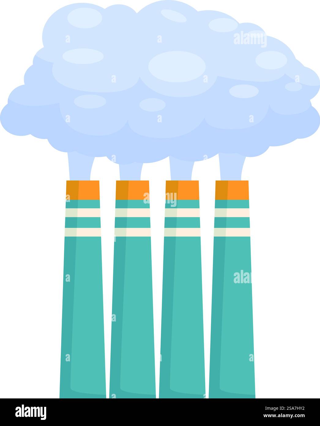 Four industrial chimneys are releasing a large cloud of toxic smoke ...