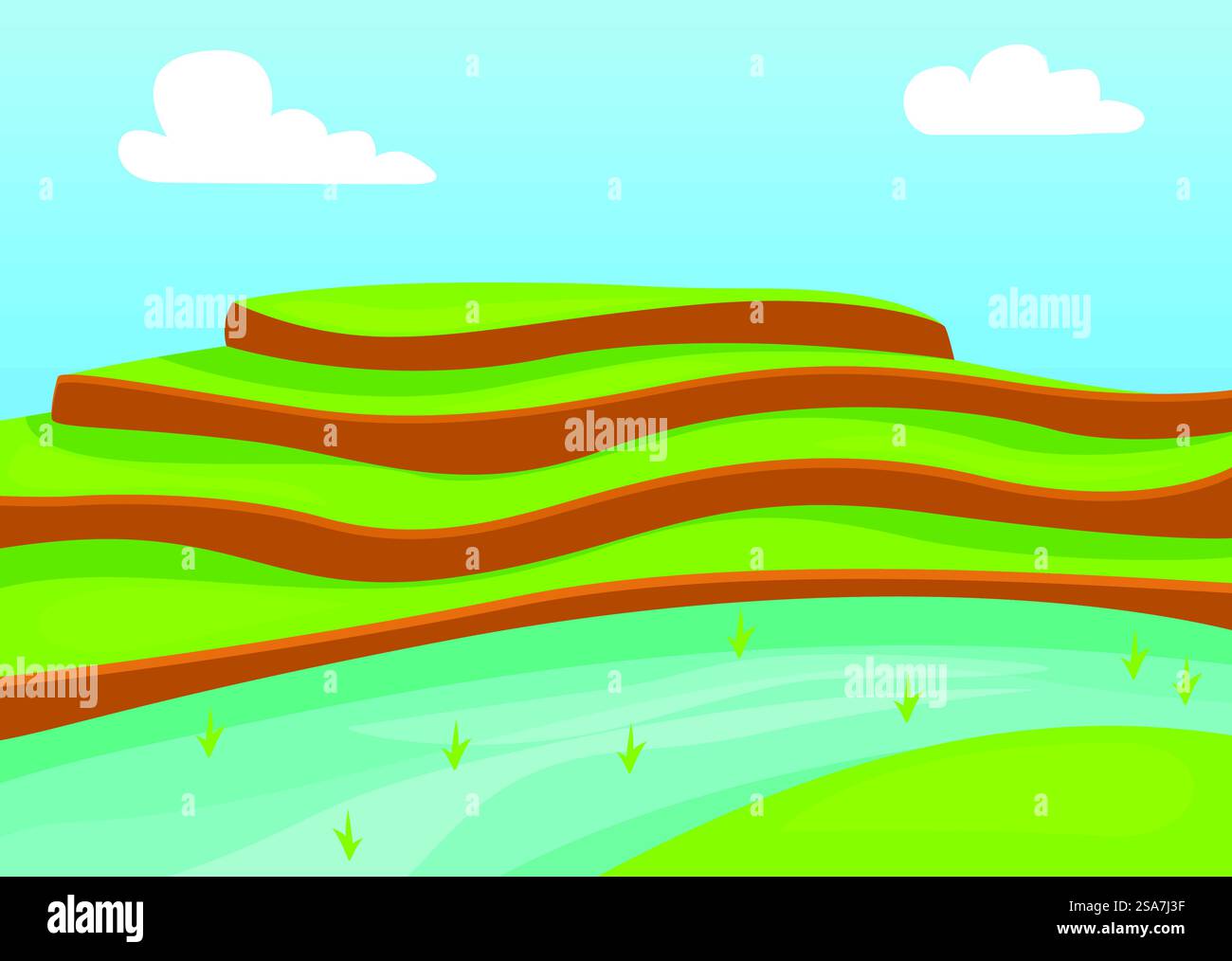 Serene summer landscape with a bright blue river flowing through ...