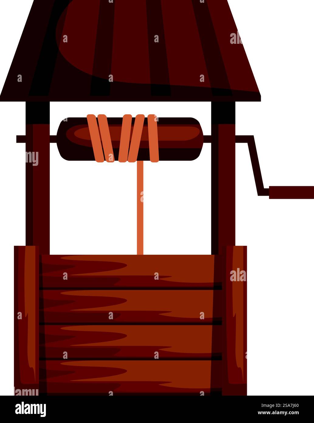 Traditional wooden water well with a rope and bucket, providing a ...
