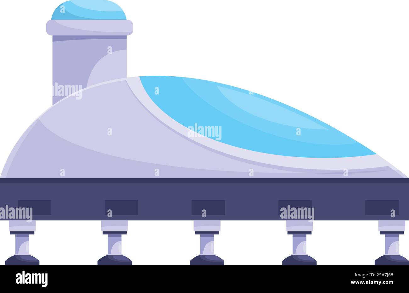 Futuristic building with a glass roof for a space colonization project ...