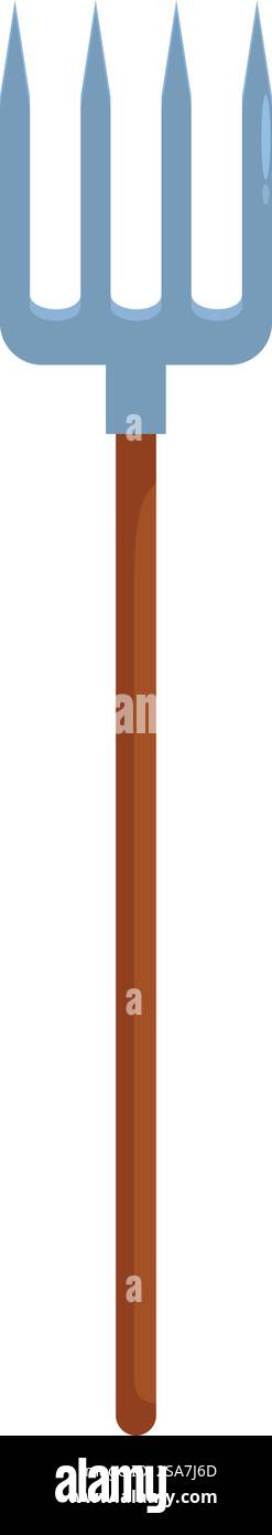 This pitchfork is ready to be used for farm work, featuring a wooden ...