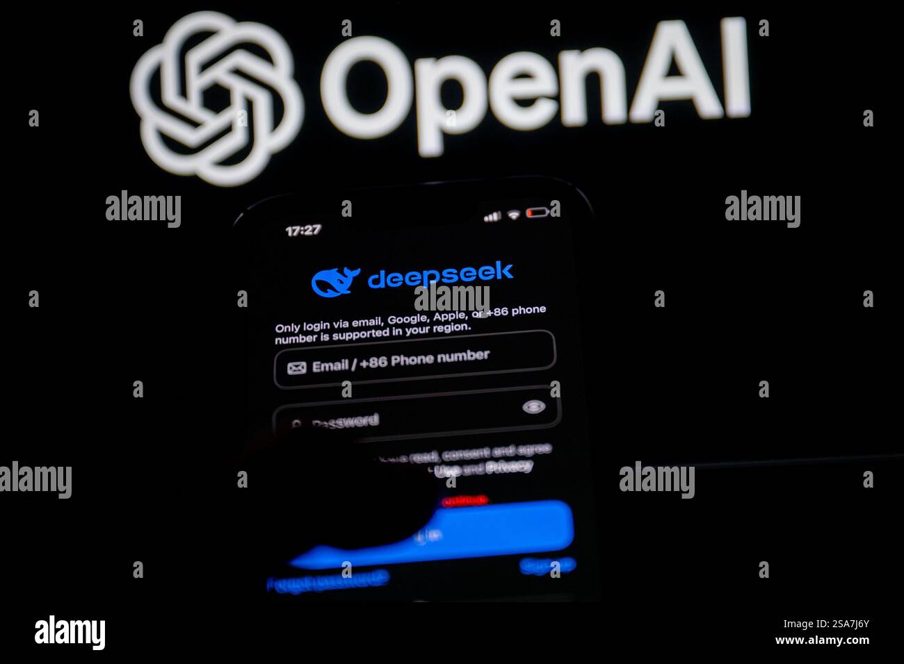 Poland. 28th Jan, 2025. In this photo illustration, the Deepseek logo ...