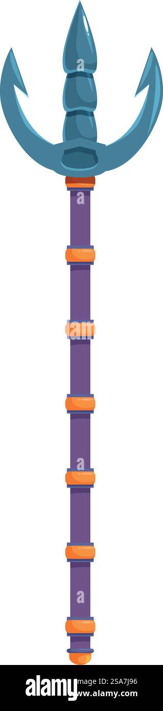 Magic staff with a three pronged spear point standing upright on a ...