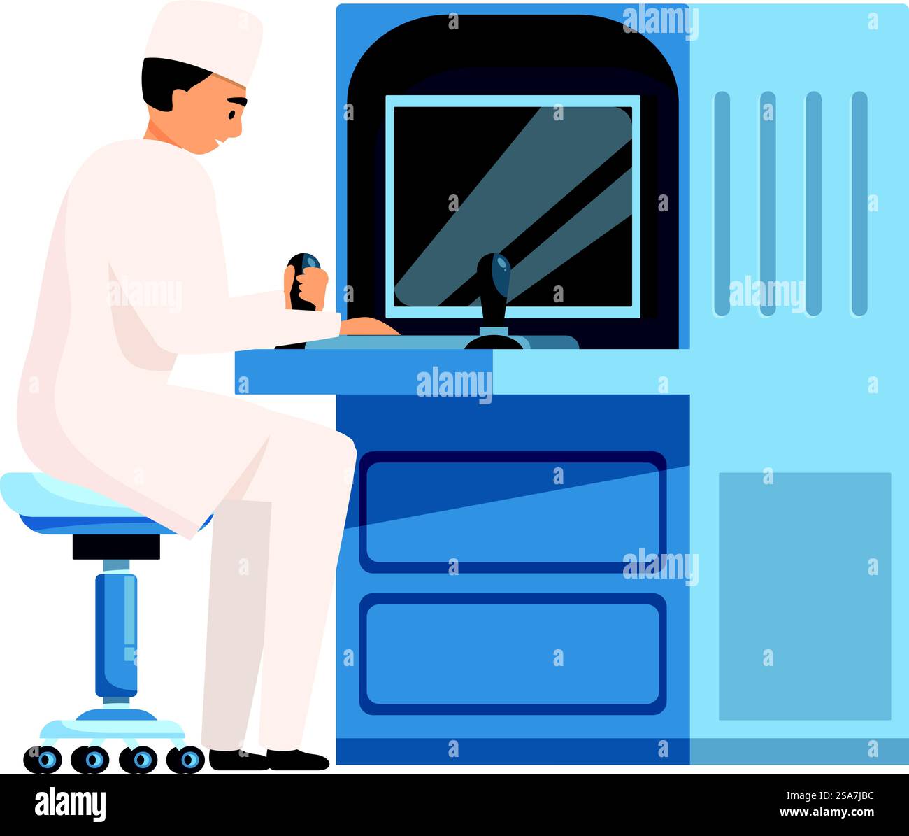 Worker using control panel Cut Out Stock Images & Pictures - Alamy