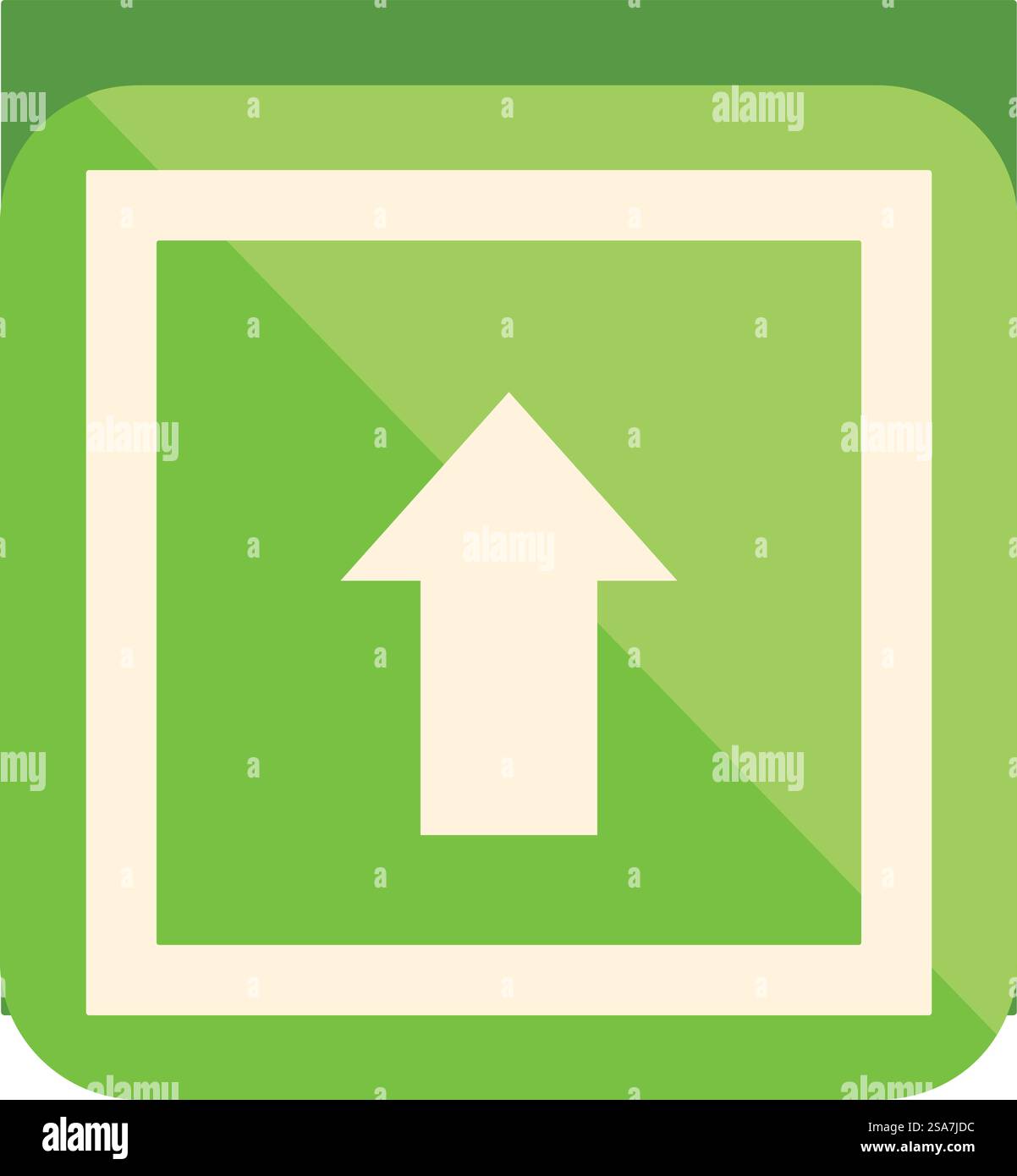 Green square icon with a white arrow in the center pointing up, over a ...