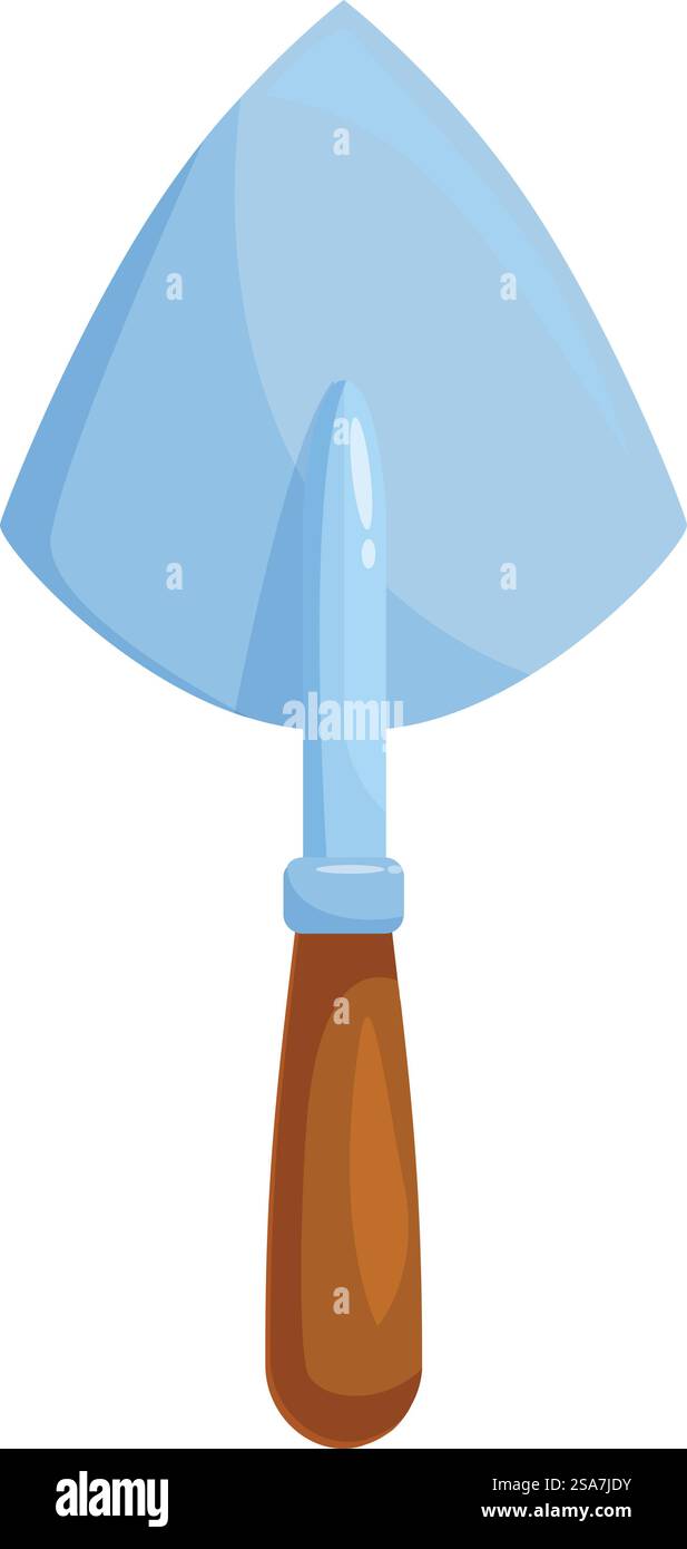 Small garden trowel standing with wooden handle for digging and ...