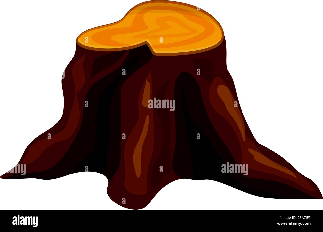 Illustration of an old tree stump showing annual rings. Old tree stump ...