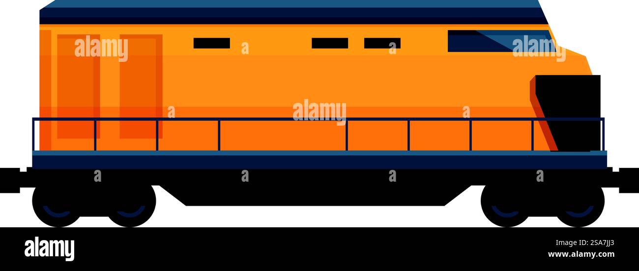 Yellow locomotive train car moving on railroad track representing ...
