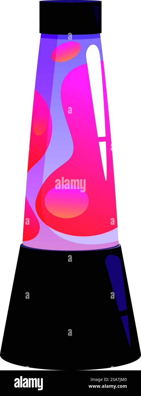 Classic lava lamp with red and purple wax floating upwards, creating a ...