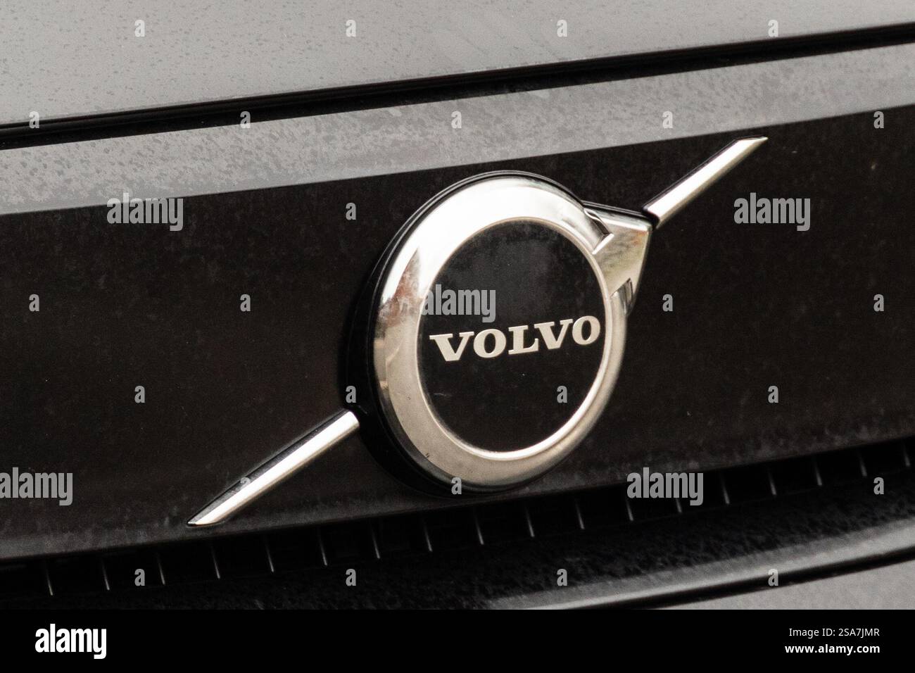 Copenhagen, Denmark. 26th Jan, 2025. The logo of Volvo is seen on a car ...
