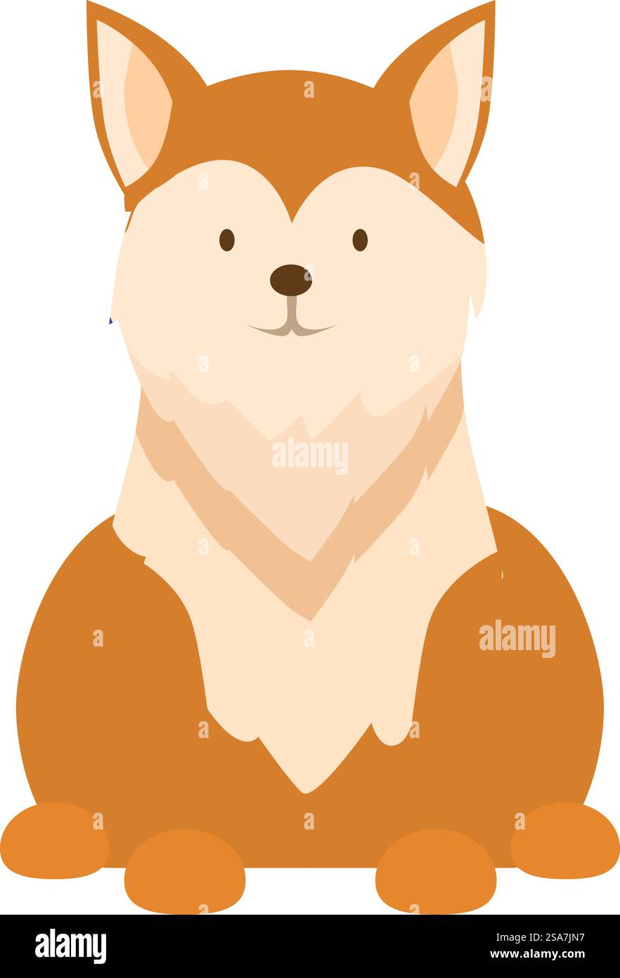 Simple vector illustration of a cartoon fox sitting down, isolated on a ...