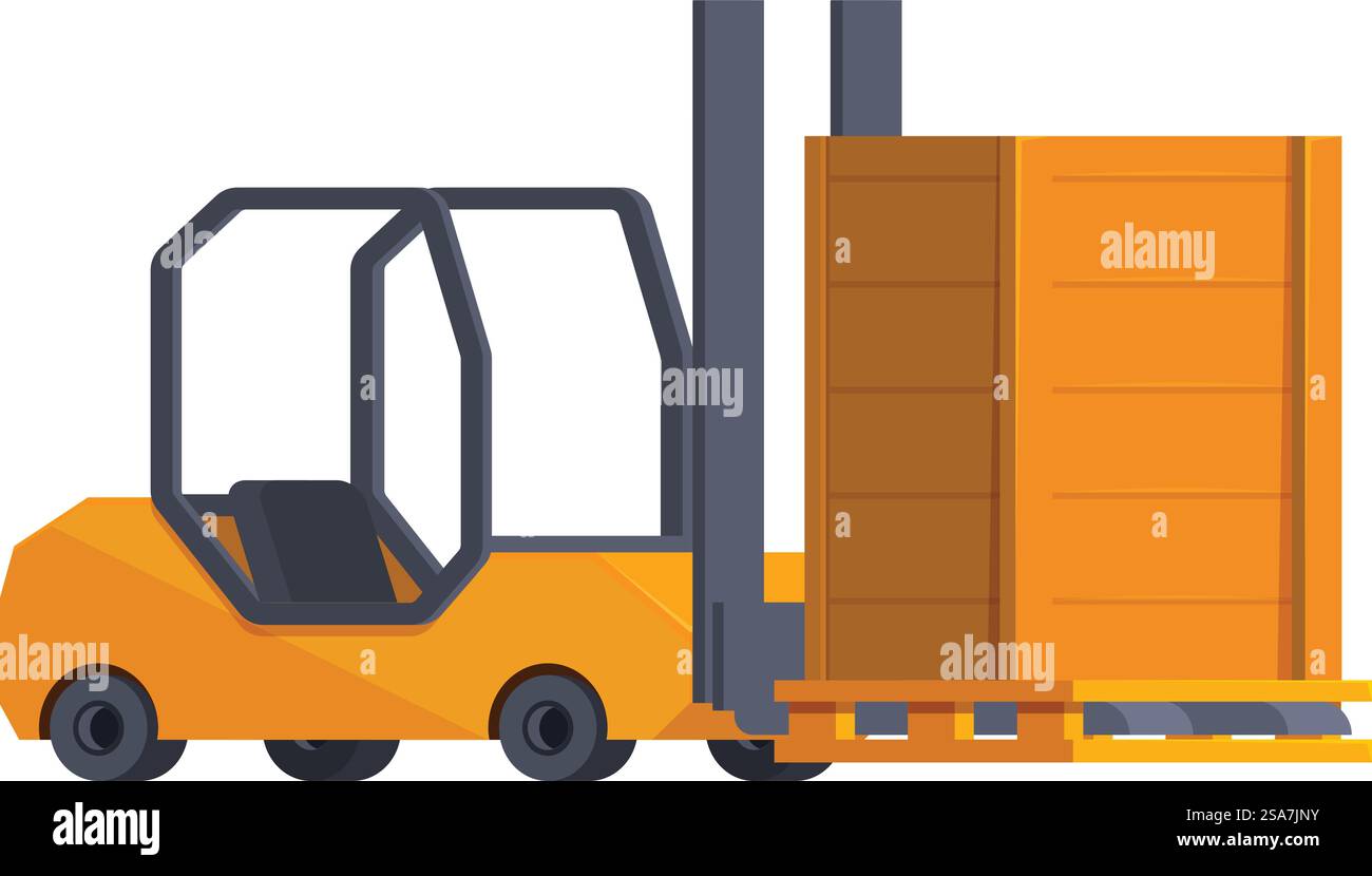 Forklift is lifting wooden box on pallet, warehouse equipment. Forklift ...