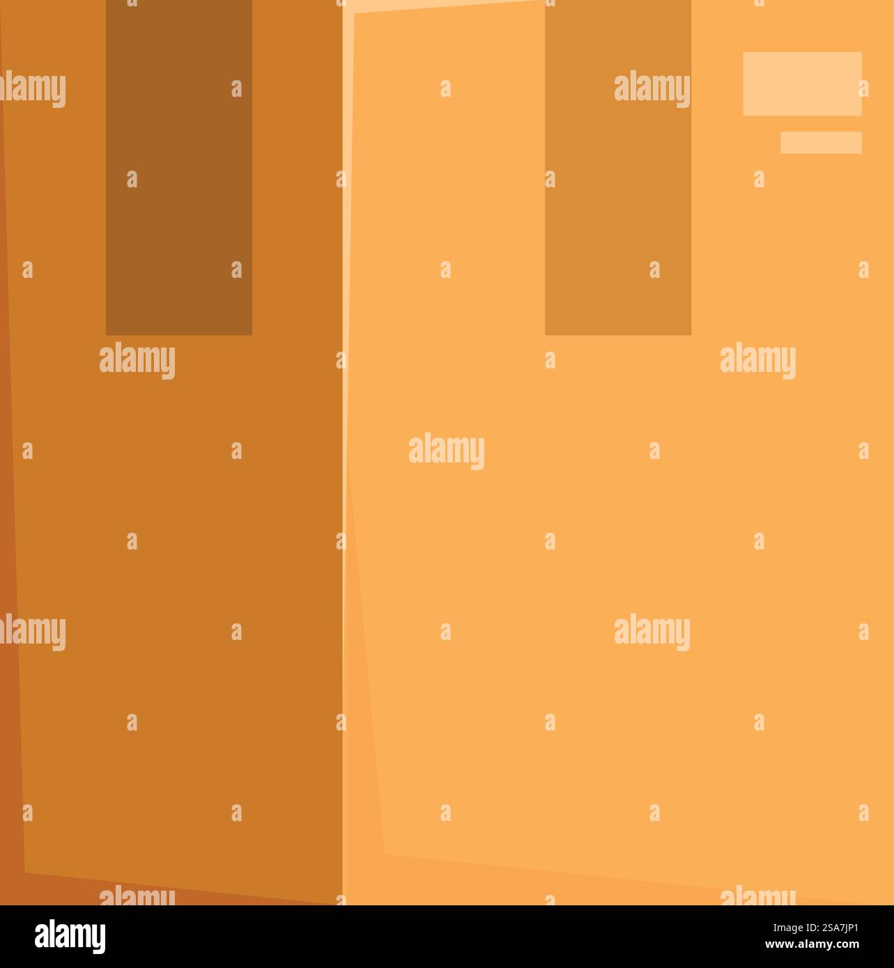 Simple, closed cardboard box is standing up, ready to be shipped ...