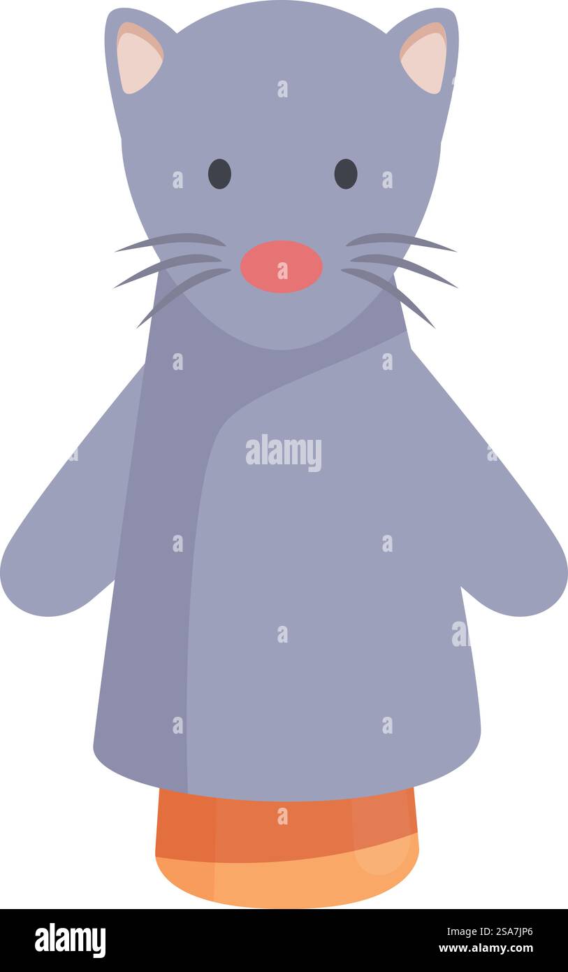Gray cat hand puppet bringing joy and laughter to children during ...