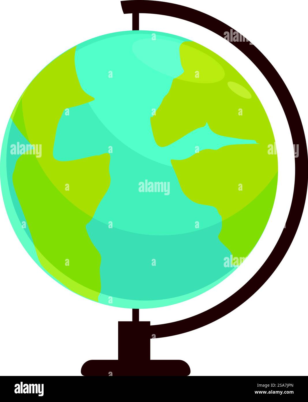 Colorful globe showing earth with continents and oceans standing on ...